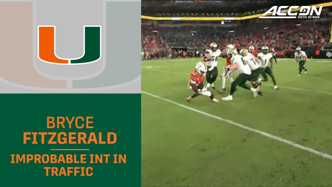 Miami's Bryce Fitzgerald Somehow Finds The Interception - YouTube