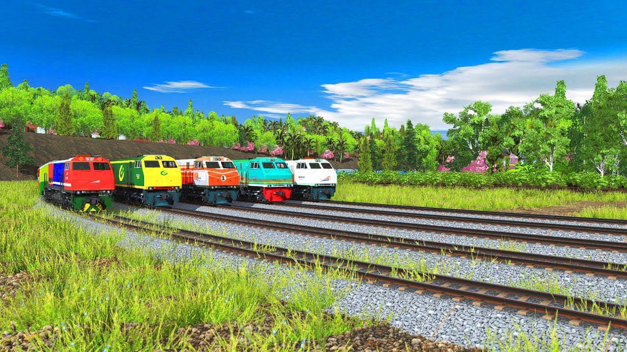 5 TRANSPORTING PASSENGER TRAINS DROVE DONE ONE BY ONE AT RISKY SHARP ...