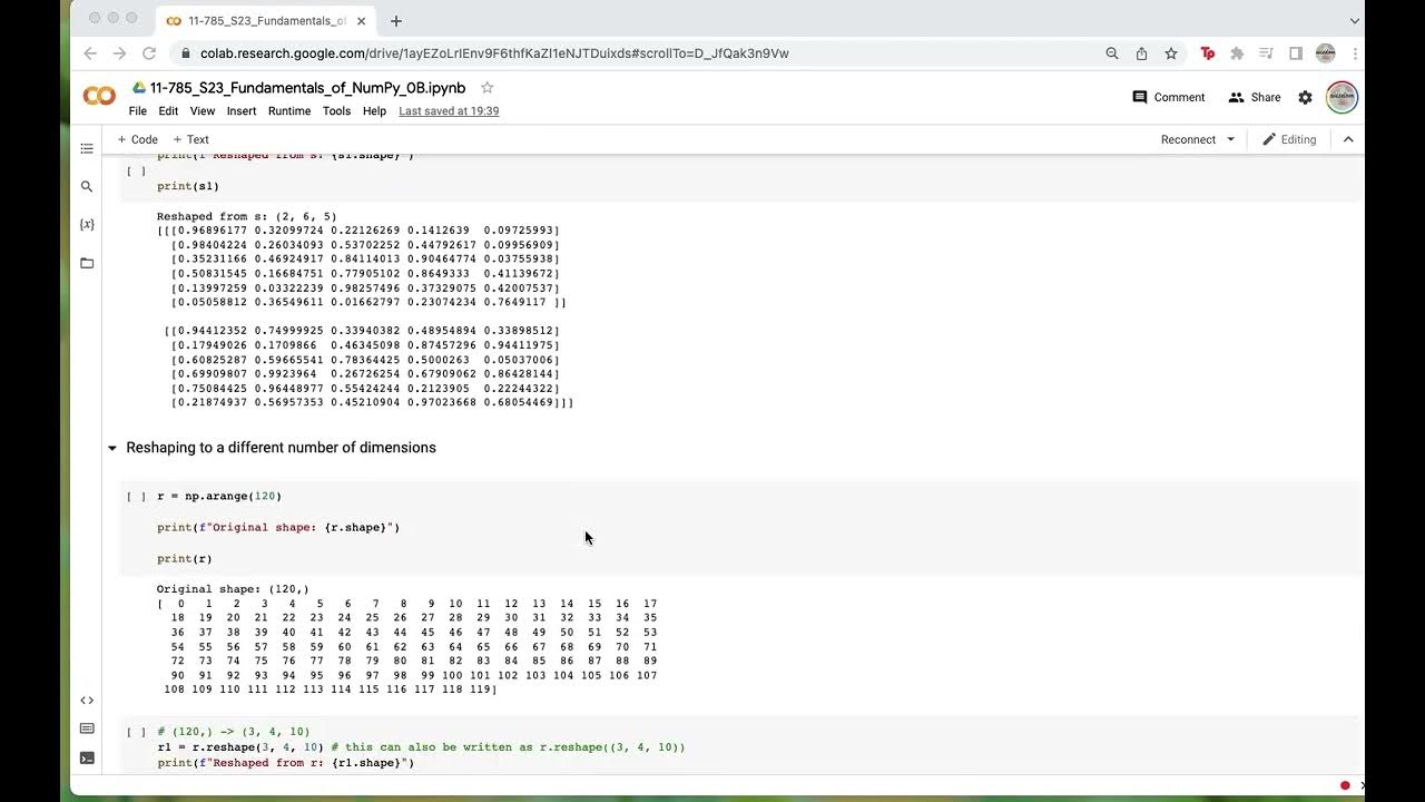 11 785 Spring 2023 Recitation 0b Fundamentals Of Numpy Part 38 Youtube