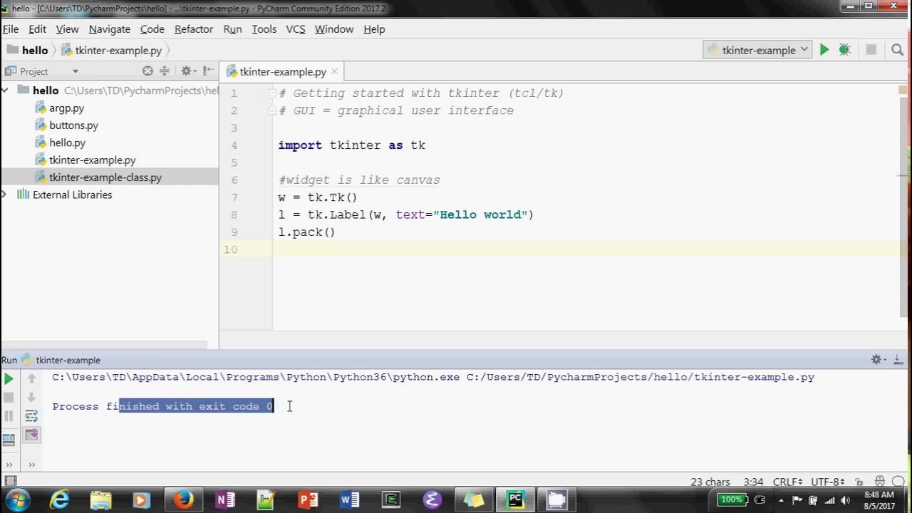 Python GUI: tkinter hello world in Hindi - YouTube