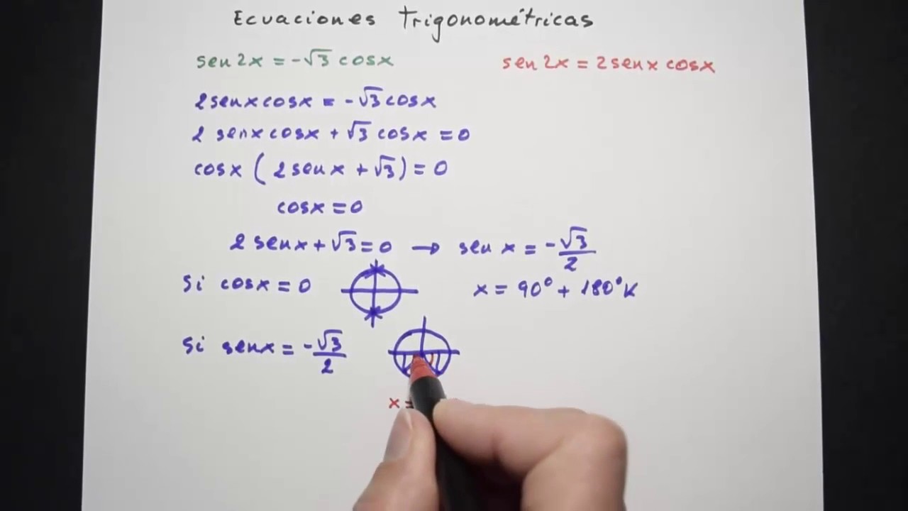 ecuacion trigonométrica con seno del ángulo doble - YouTube