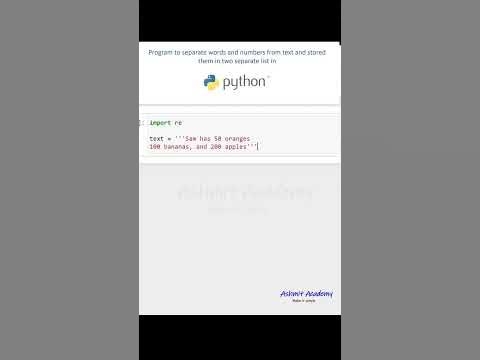 Program to separate words and numbers from text and stored them in two ...