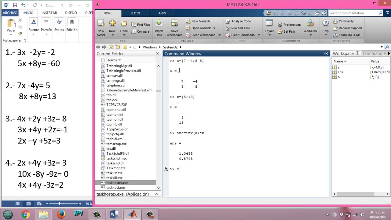 TUTORIAL SISTEMA DE ECUACIONES LINEALES MATLAB - YouTube