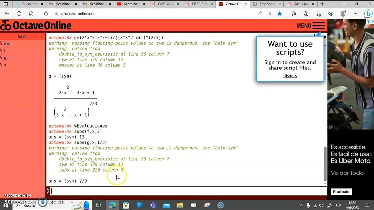 Definiendo, evaluando y graficando funciones en Matlab. Parte 1 - YouTube