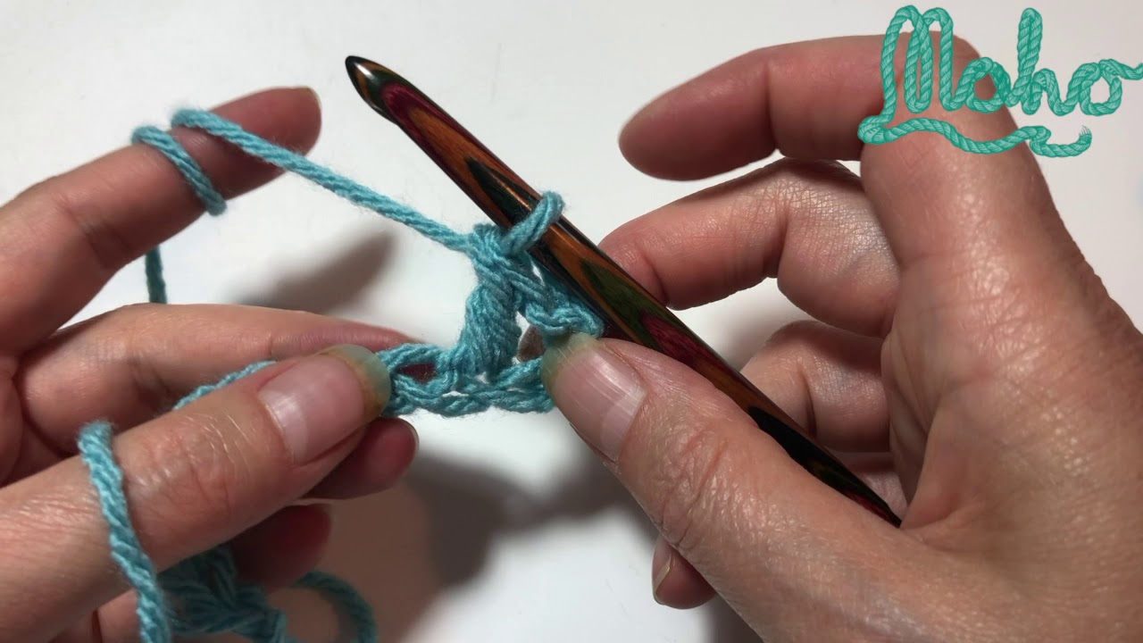 How to treble crochet into a chain - YouTube