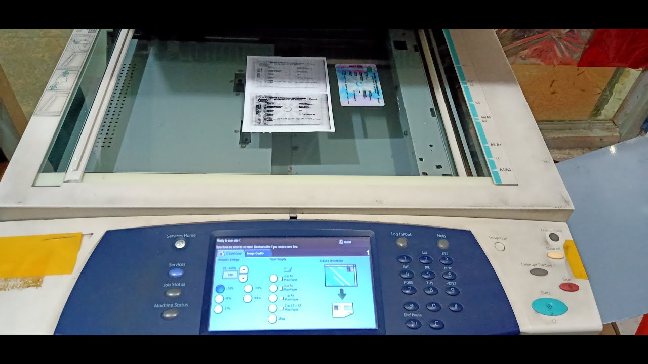 Two id card copies in 1 A6 page xerox 57xx photocopier machines - YouTube