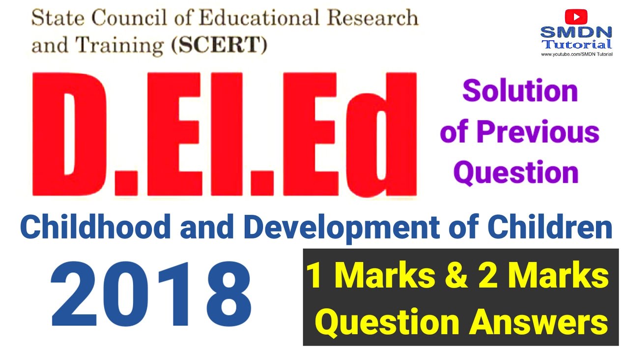 DElEd CHS 1 2018 Solved Question Answer । Childhood And Development of ...