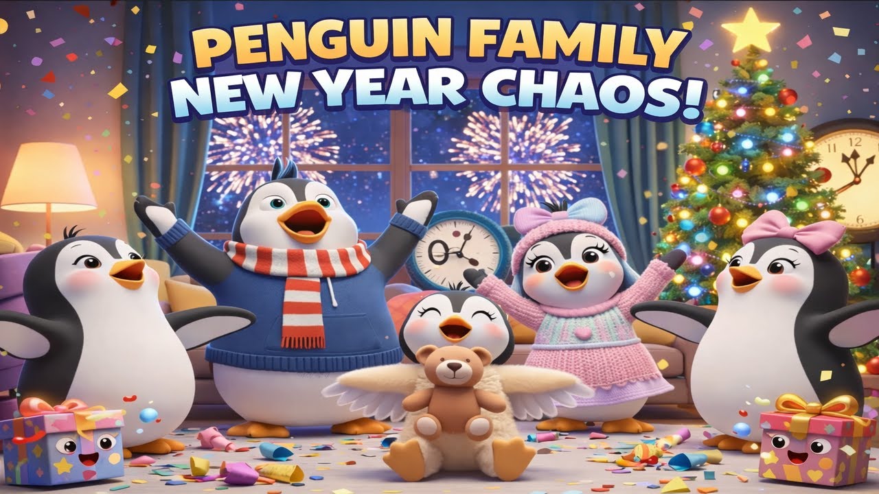Penguin Family New Year Chaos 🎉🐧 Funny & Heartwarming Cartoon for Kids ...