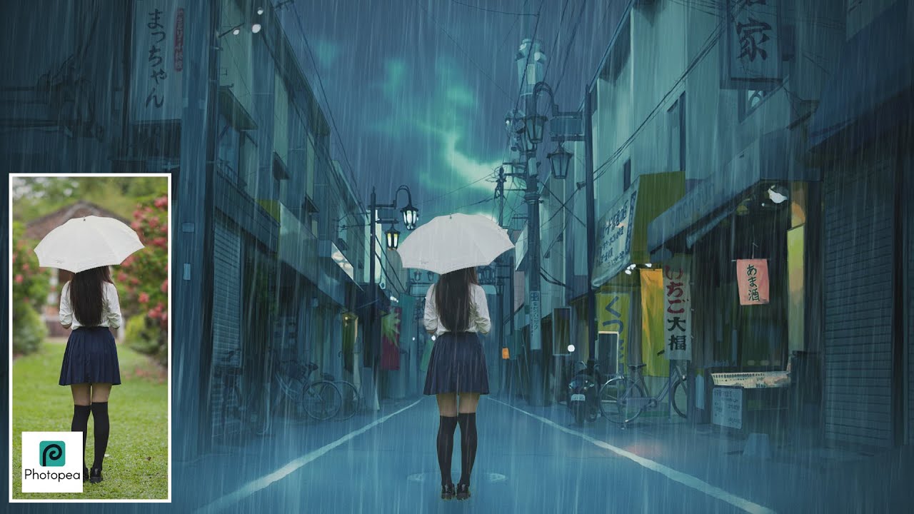 Girl In The Rain Put Your Photo Into Anime Background Photopea Girl In The Rain Put Your Photo Into Anime Background Photopea