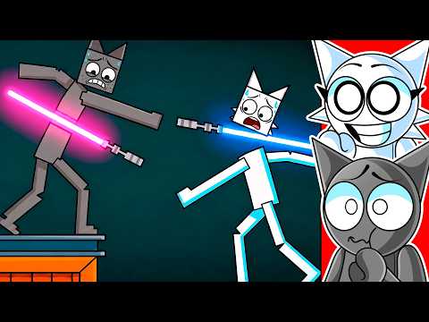Reacting to LIGHTSABERS vs SPRUNKIS in People Playground!