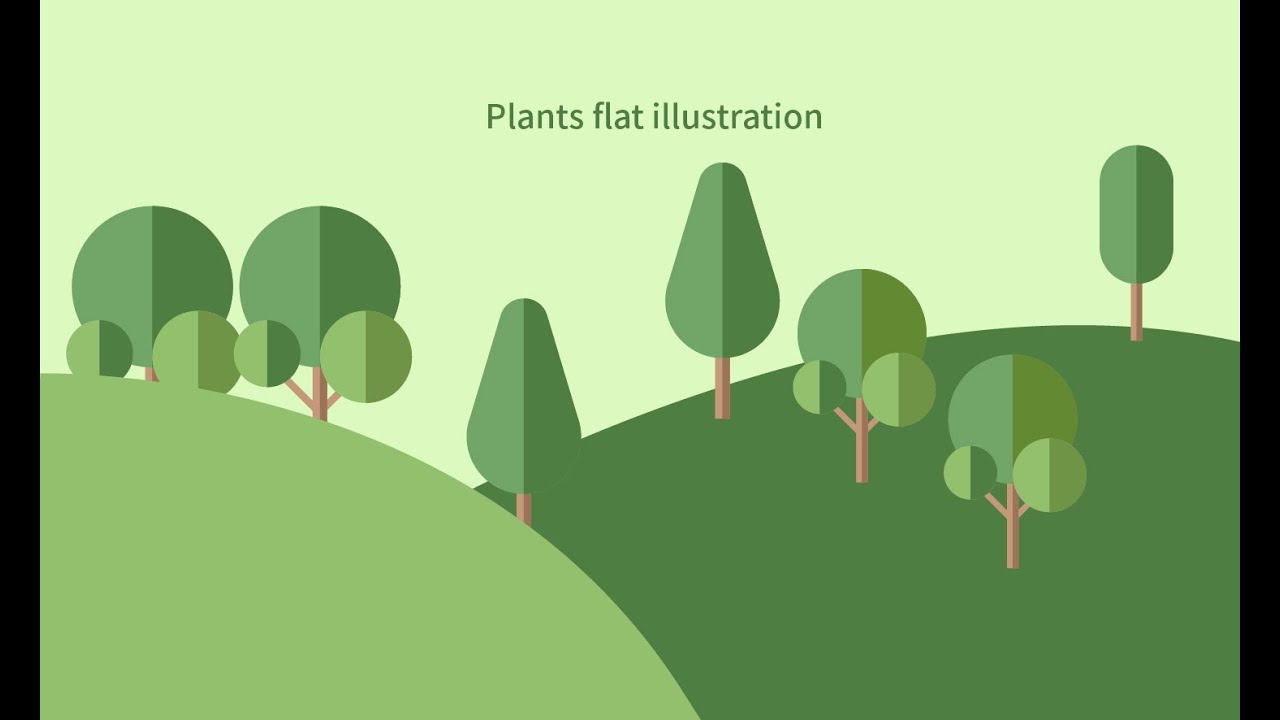 Plants flat illustration drawing method every day practise - YouTube
