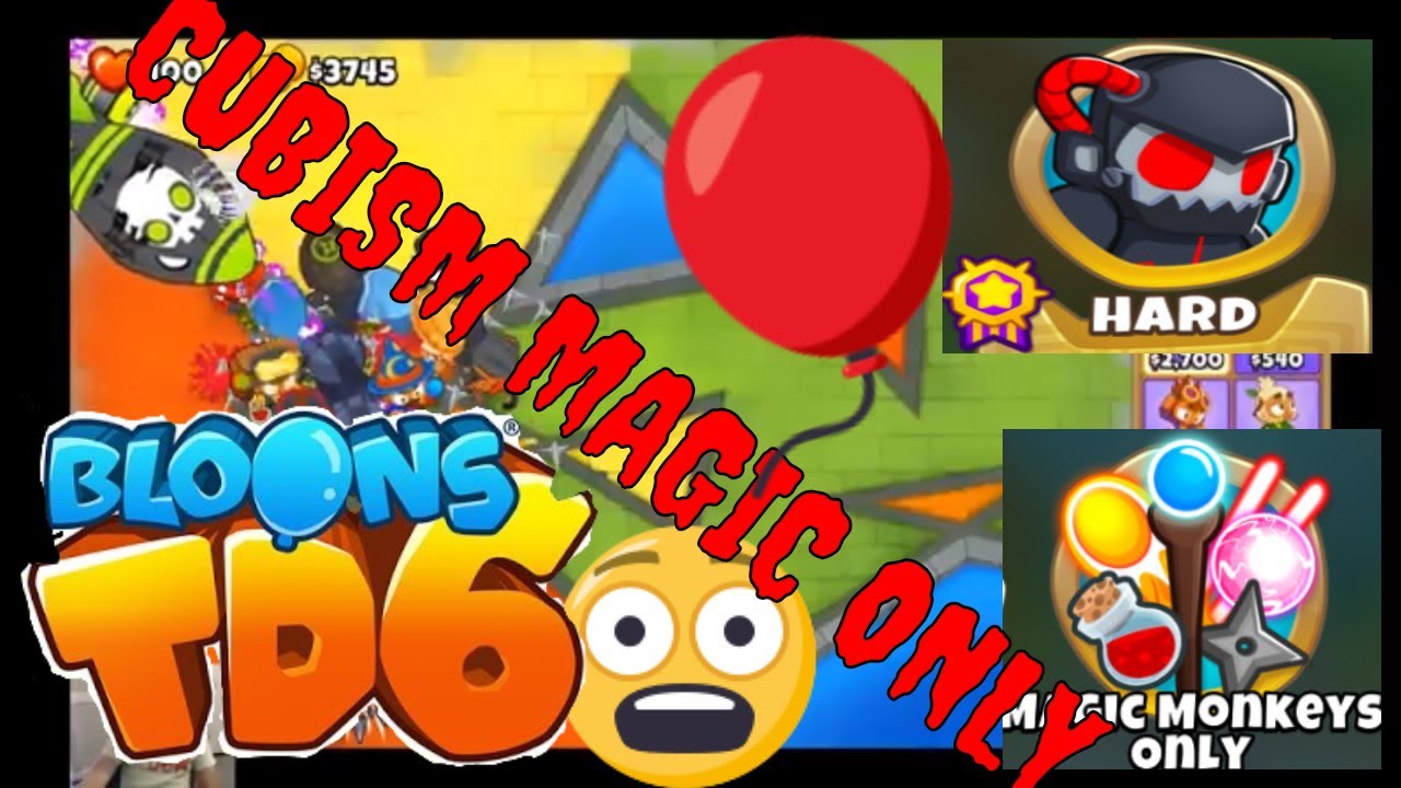 BLOONS TD 6 CUBISM ON HARD - MAGIC MONKEYS ONLY - YouTube