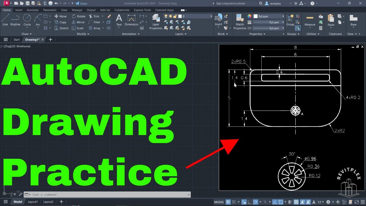19th drawing top view of sink | AutoCAD drawing practice - YouTube
