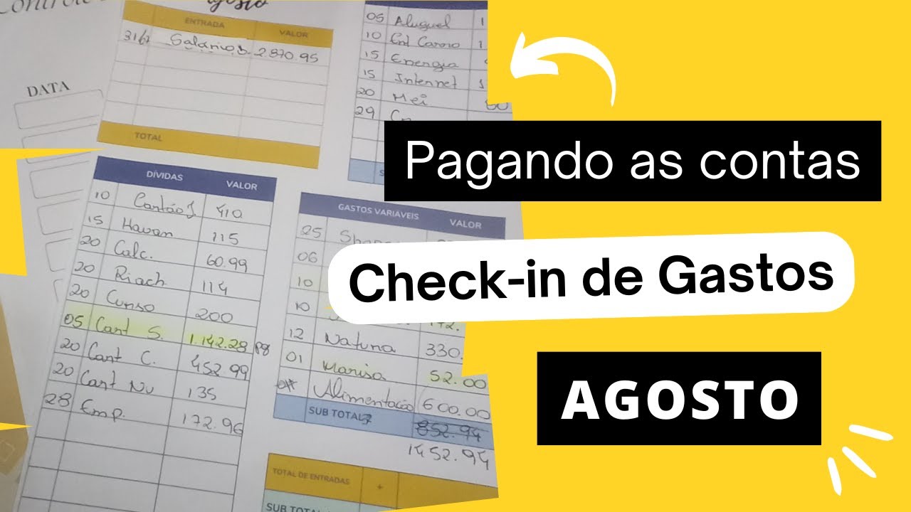CHECK-IN DE GASTOS | PAGANDO AS CONTAS DE AGOSTO| MUDANÇAS - YouTube