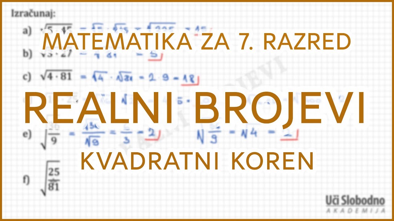 Kvadratni koren - Zadatak 4 | Matematika za 7. razred - YouTube
