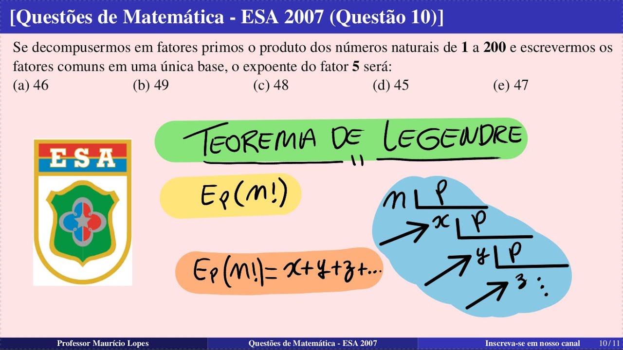 10 - Questão 10 de matemática ESA 2007 - YouTube