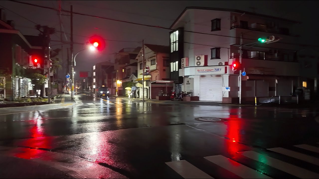 Walking Wet Streets at Night after Rain in Suburban Japan [4K] - YouTube