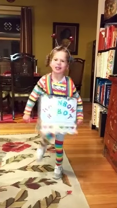 Zoe as a Rainbow Robot Halloween 2014 - YouTube