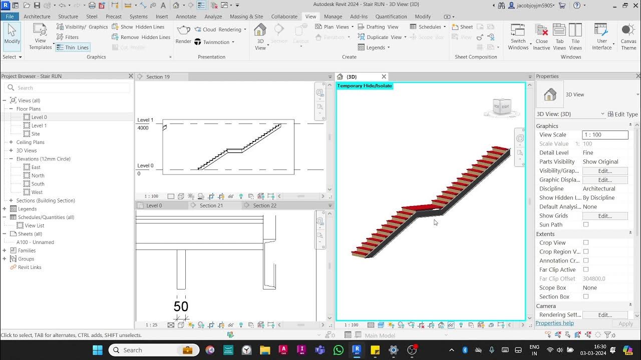 Revit Stair - Supports - Tutorials - YouTube