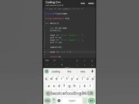 #4 Sum of two numbers in C++ ॥ With User input #basicofcoding#cpp#coding#shorts#trending# ...