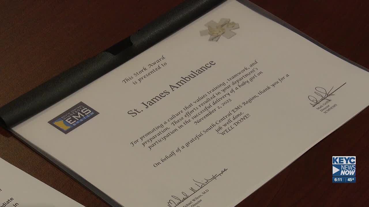 Stork Award presented at St. James City Hall - YouTube