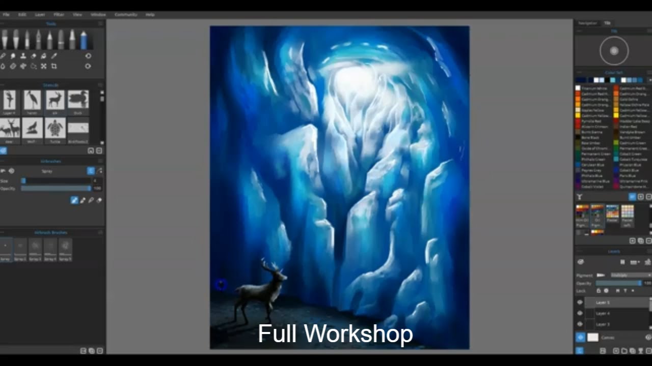 Rebelle 5 Tutorial FULL Wet in Wet Digital Oil Painting Lesson - Ice ...