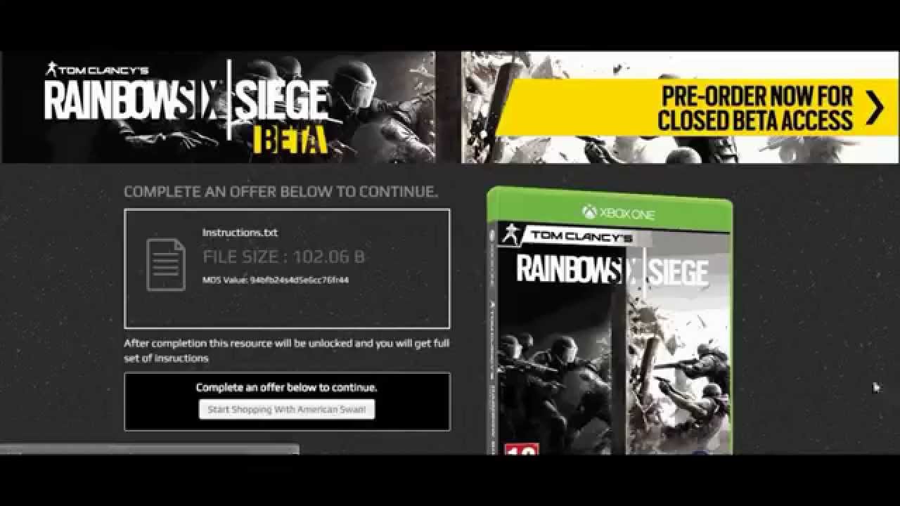 Tom Clancy's Rainbow Six Seige Beta Code Giveaway - Official Thousands ...