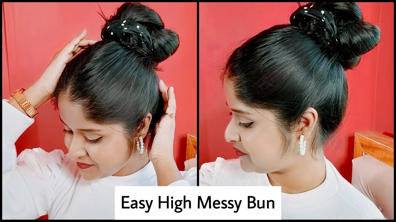 Tight High Messy BUN Hairstyle with NEW TRICK | Easy Hairstyle | Tight ...