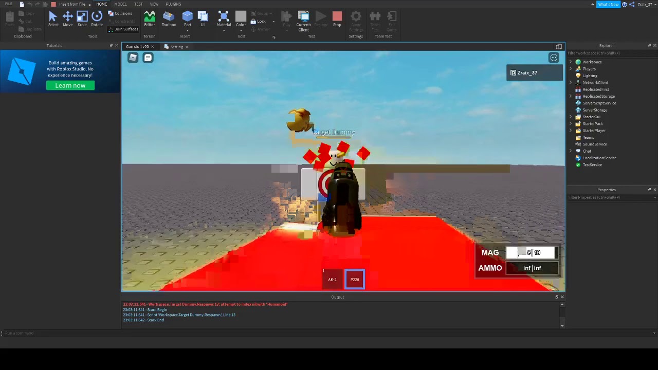P226 Roblox Viewmodel FE Gun Kit Animation Demonstration - YouTube
