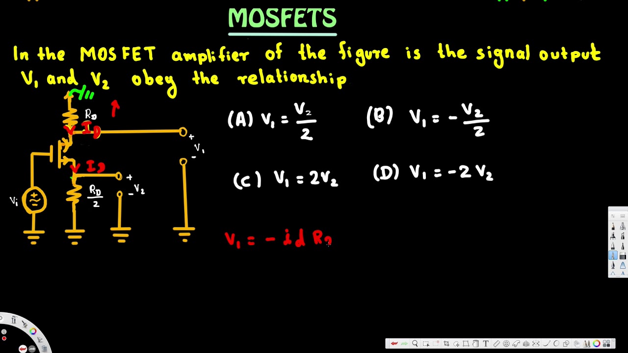 MOSFET Amplifier signal output V1 relationship with V2 - Electronics 1 ...