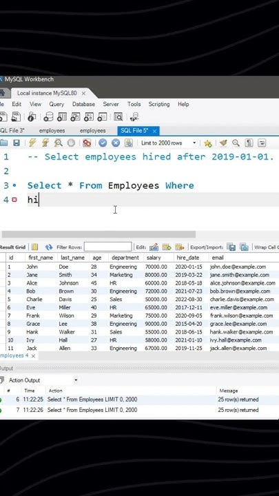 Select employees hired after 2019-01-01 In MYSQL | #18 | #MYSQL #SQL # ...