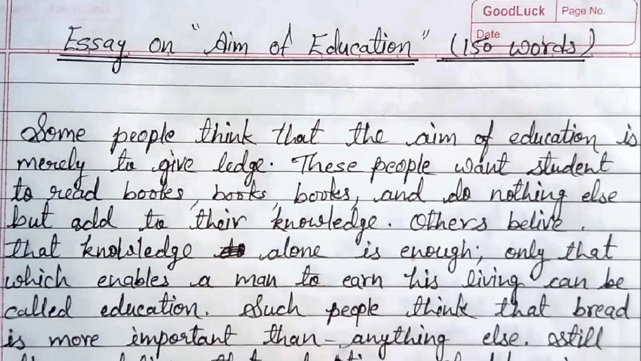Essay on Aim of Education in English by Smart Study | Cursive ...