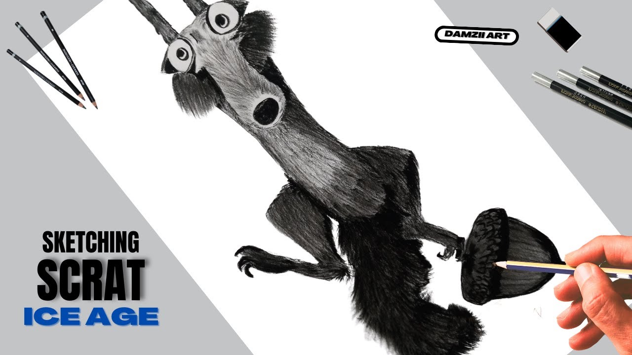 Drawing Scrat From Ice Age | Squirrel | Step By Step | Sketching ...