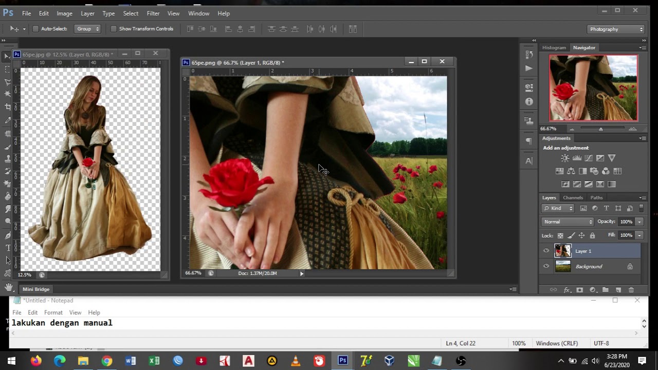 Cara cepat menggabungkan Objek manusia dengan pemandangan, Adobe ...