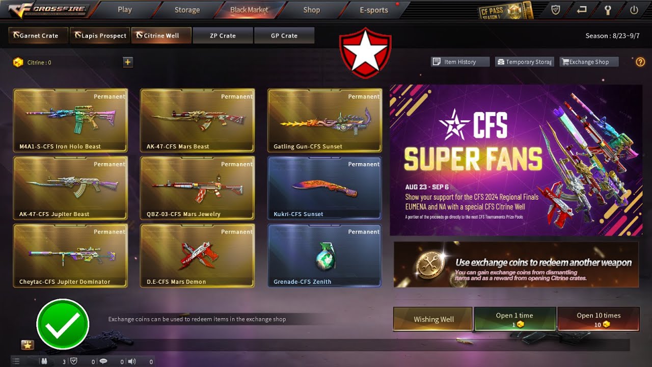 CrossFire West Citrine Well 73K ZP black market system CFS weapons ...