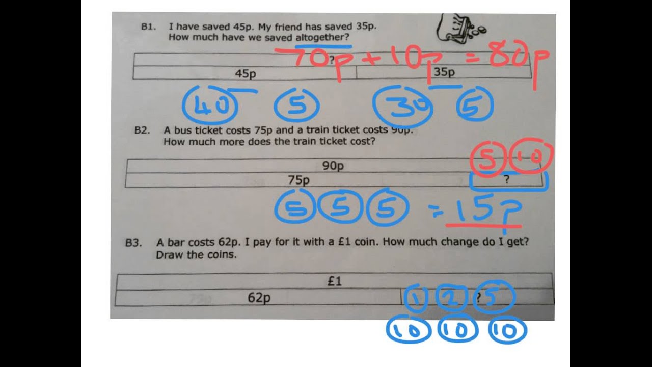 money word problems KS1 + and - - YouTube