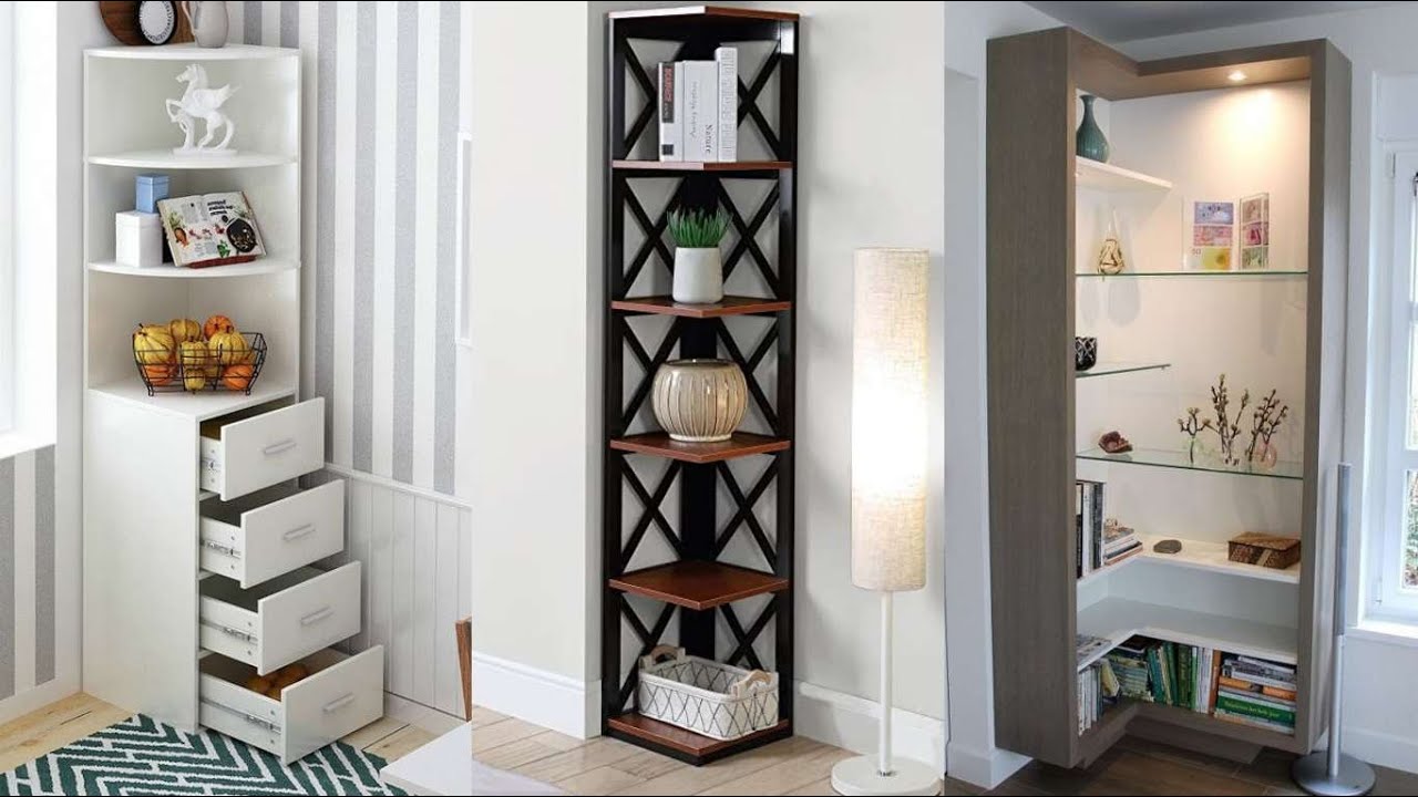 Modern Corner Wooden Book Shelves Ideas || Most Beautiful Multi Color ...