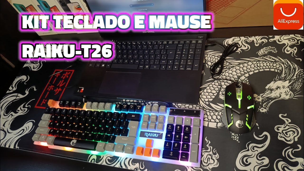 Teclado Barato Com mause do Aliexpress RAIKU-T26 (UNBOXING) - YouTube