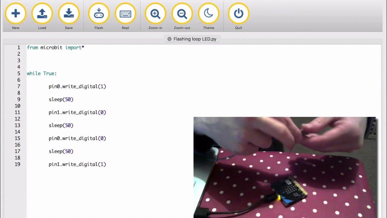 MicroBit Flashing LEDs - written using MicroPython - YouTube