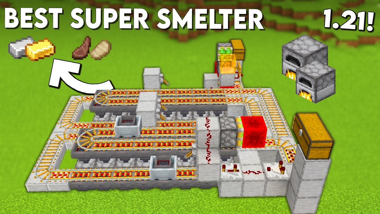 Minecraft BEST Super Smelter 1.21 Tutorial - 20k items Per/h - YouTube