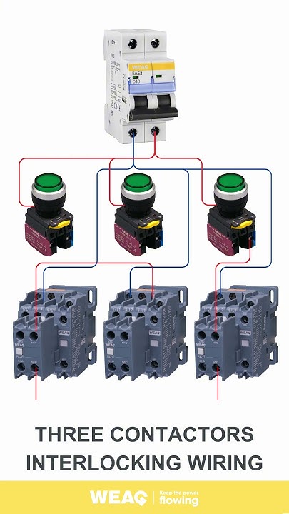 Wiring Three Contactors for Interlocking Using Push Buttons. - YouTube