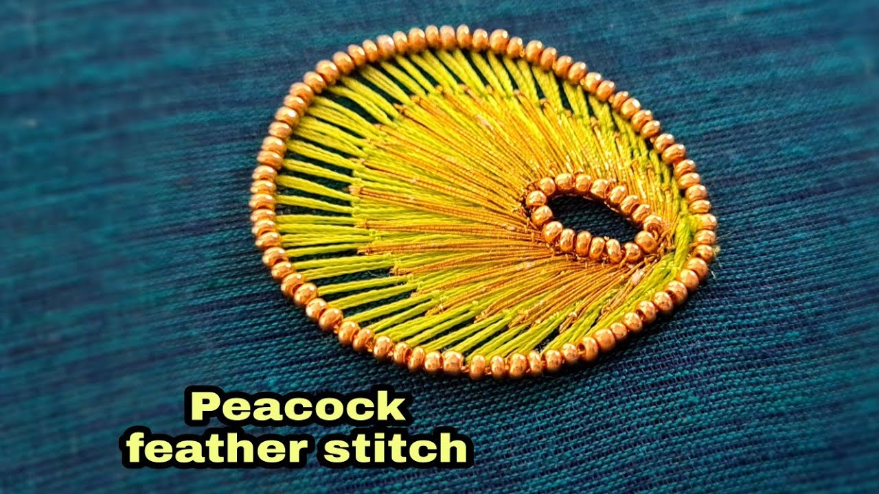 Peacock Feather stitch aari work | Simple patch work | Aari tutorial ...