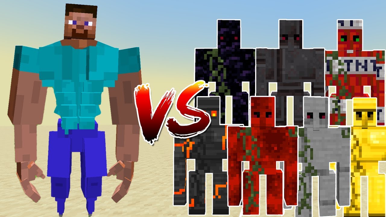 MUTANT STEVE vs All New Golems - Minecraft Mob Battle - YouTube