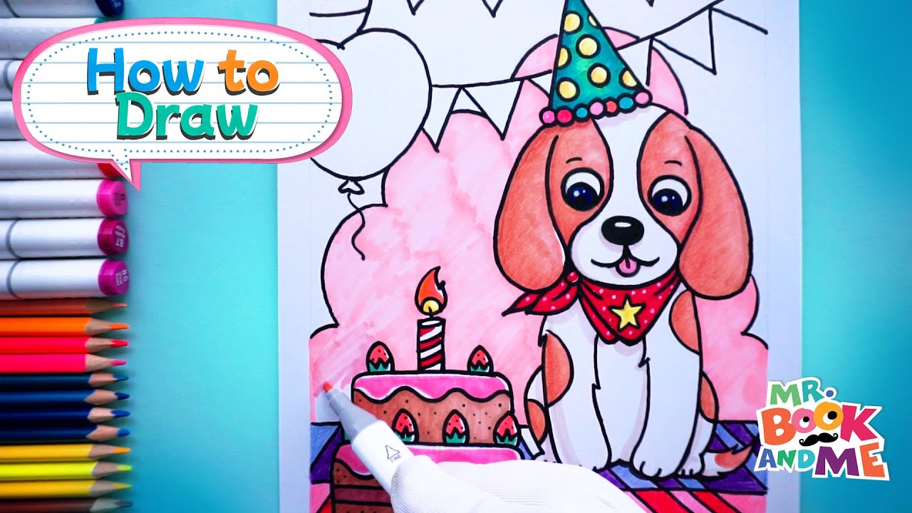 How to Draw Birthday Puppy | Dog Drawing Easy | How to Draw Dog - YouTube