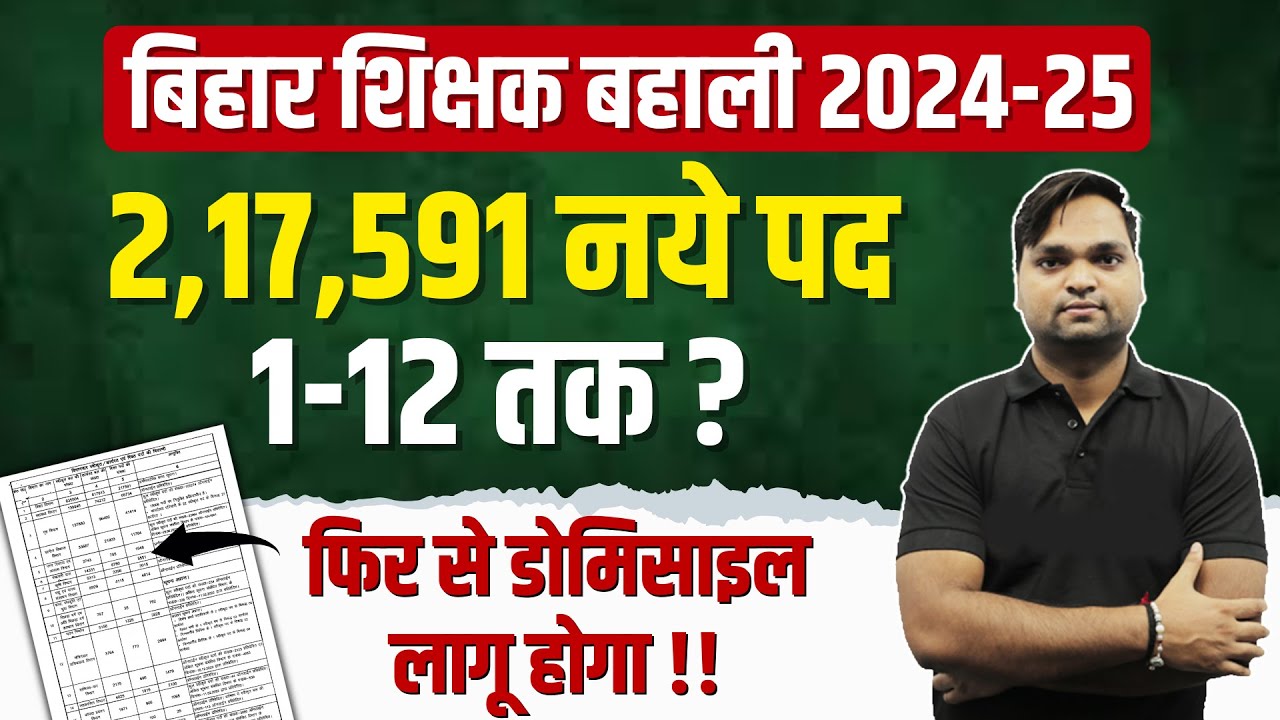 BPSC TRE 2024-25 | TRE 2,17,591 नये पद 1-12 तक ? | सम्पूर्ण जानकारी ...