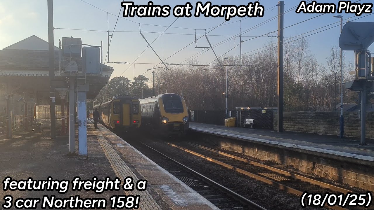 Trains at Morpeth featuring Freight and a 3 car Northern 158! (18/01/25 ...