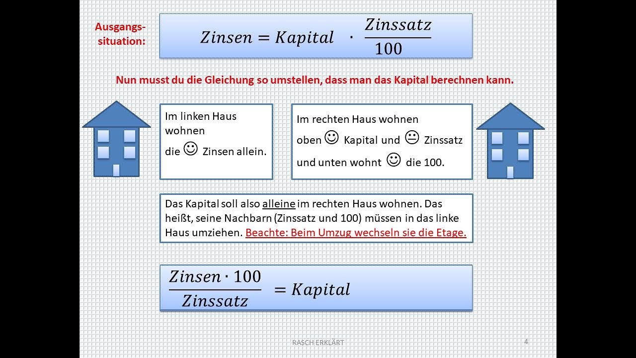 Zinsrechnung - Zinsformel umstellen - YouTube