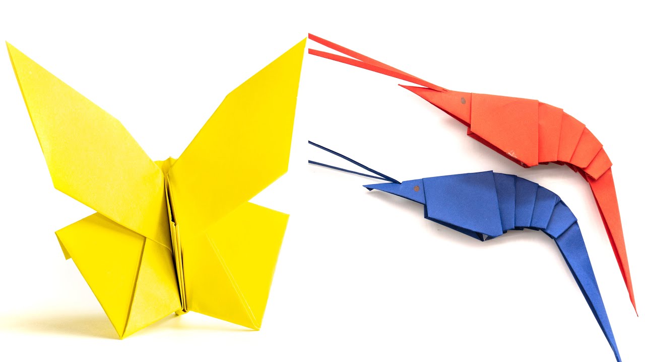 How to make a paper butterfly - How to make a paper shrimp - YouTube