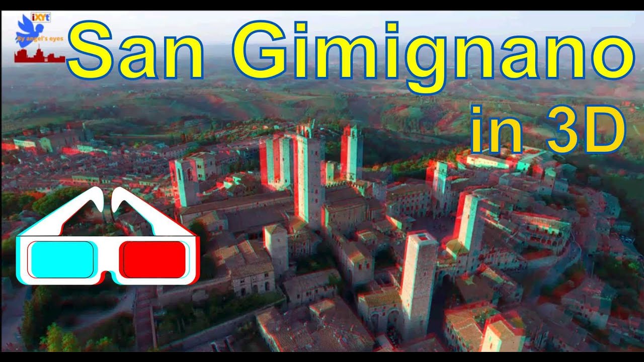 San Gimignano, Siena, Tuscany, Italy in iXYt 3D red-cyan anaglyph video ...