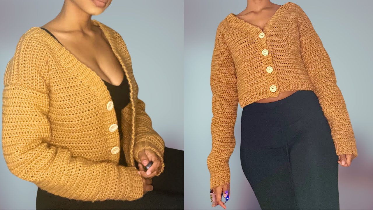 Button down crochet cardigan tutorial (how to crochet a cardigan) | the ...